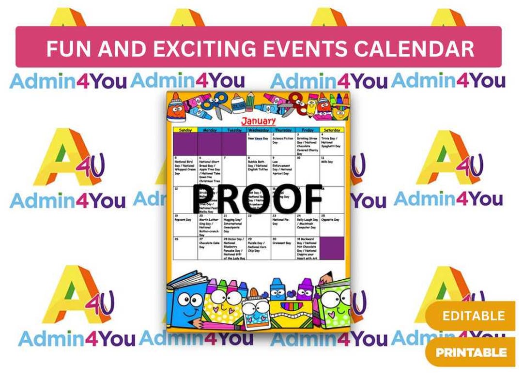 2026 National and FUN Holiday - 12-month Calendar - Etsy