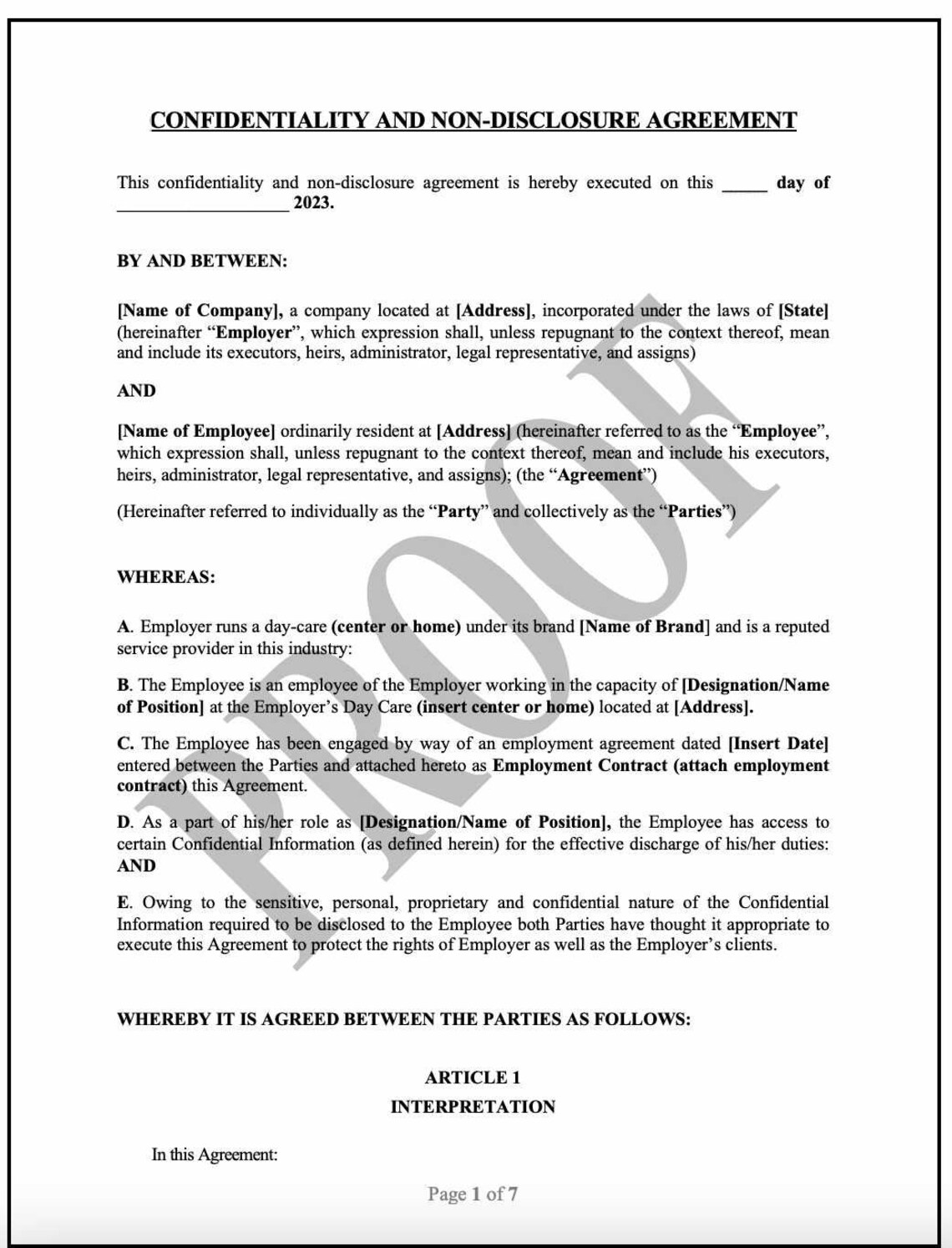 Confidentiality and Non-disclosure Agreement Exemplar - Etsy