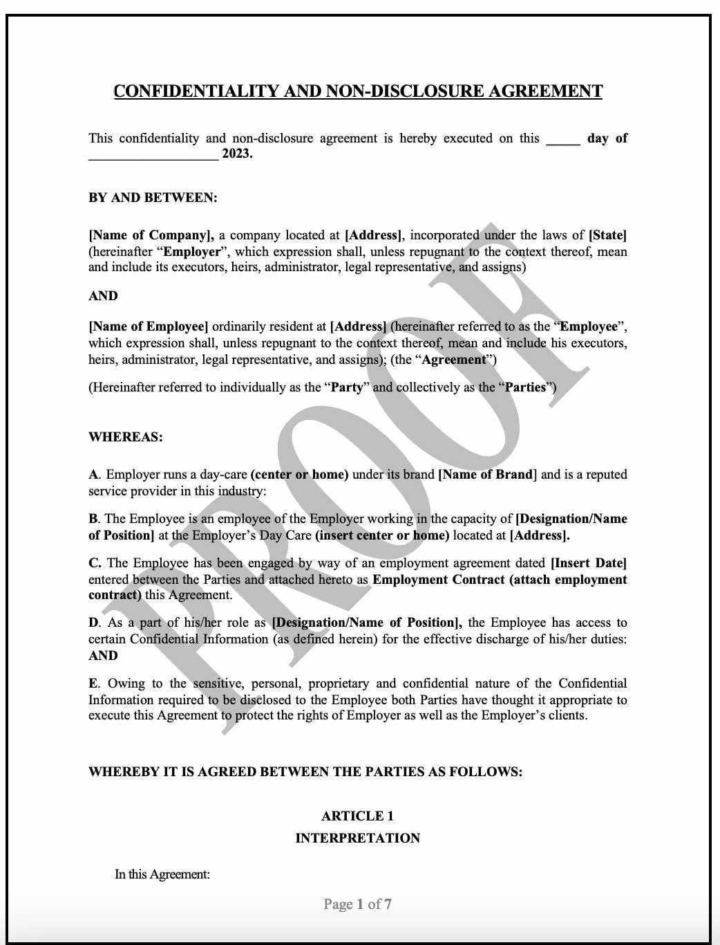 Confidentiality and Non-disclosure Agreement Exemplar - Etsy