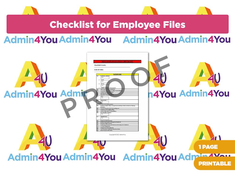 Checklist for Employee Files - Etsy