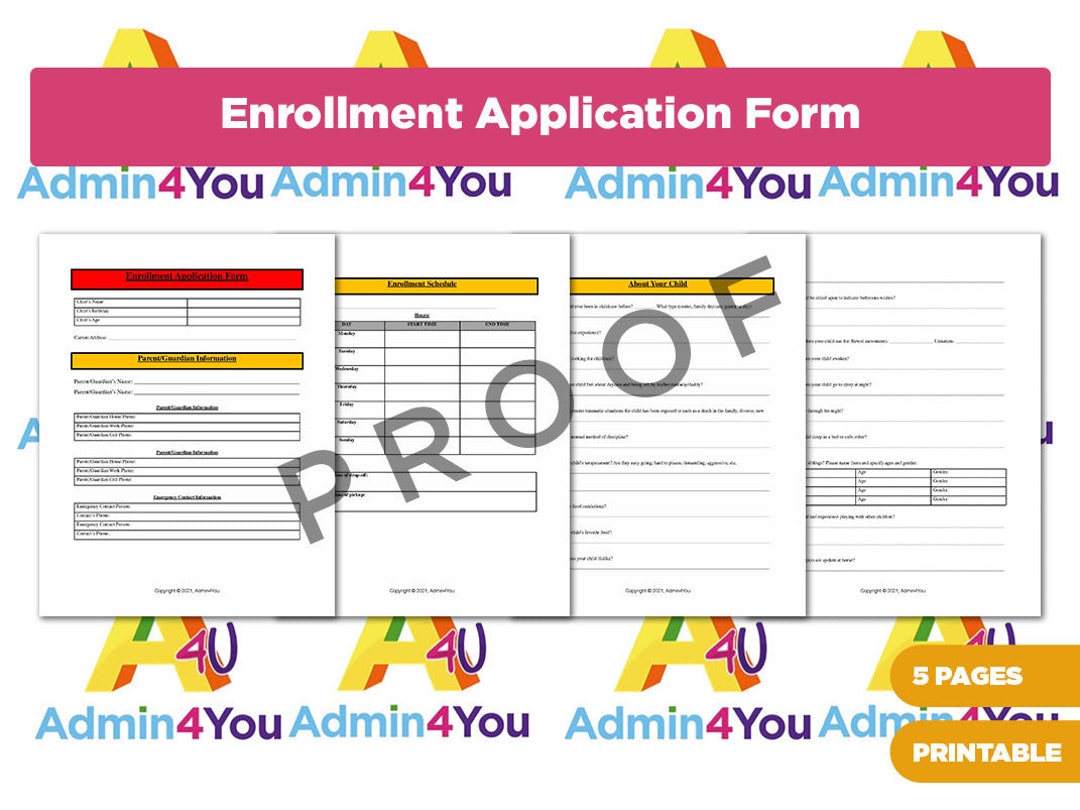 Enrollment Application for Students - Etsy