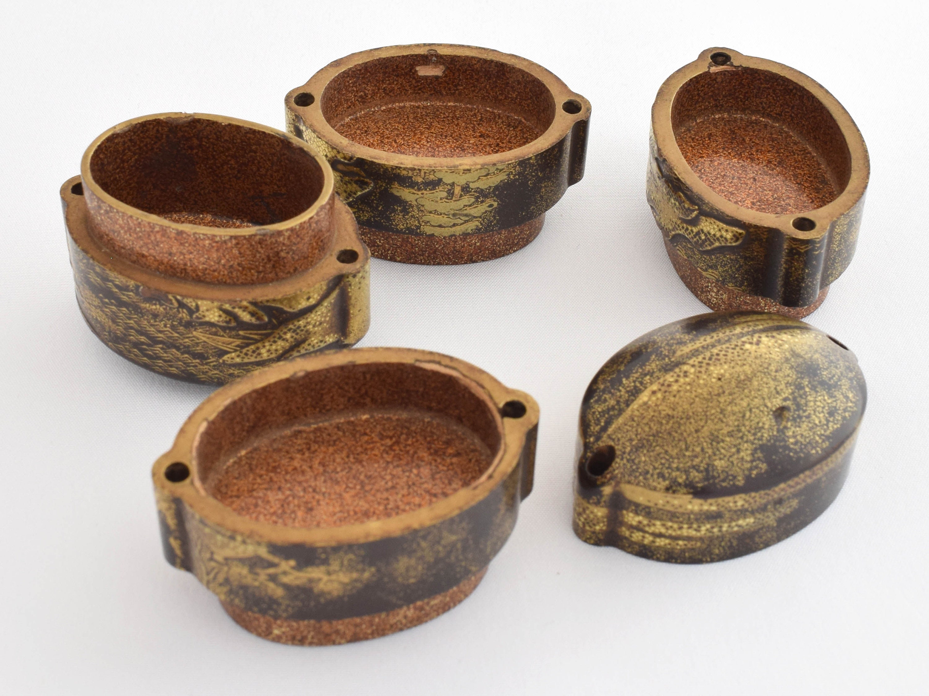 Old JAPANESE Four-case Inro - LACQUER Decorated With Landscape Scenes ...