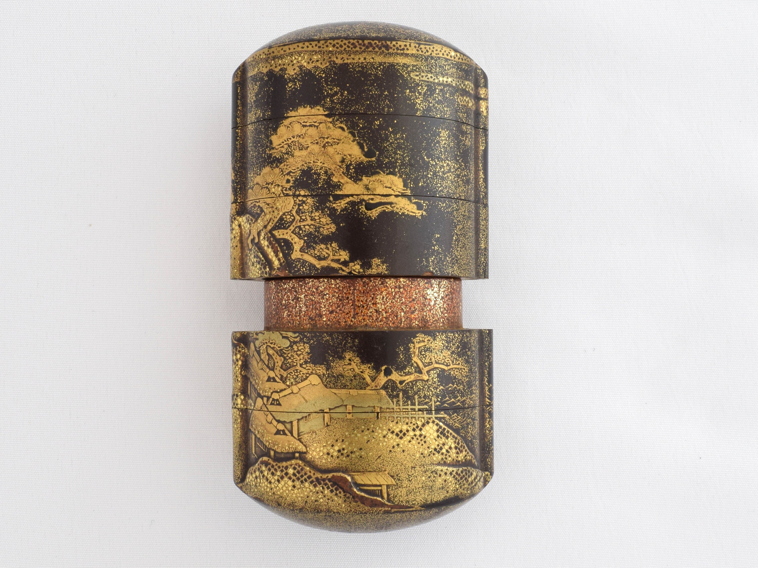 Old JAPANESE Four-case Inro - LACQUER Decorated With Landscape Scenes ...