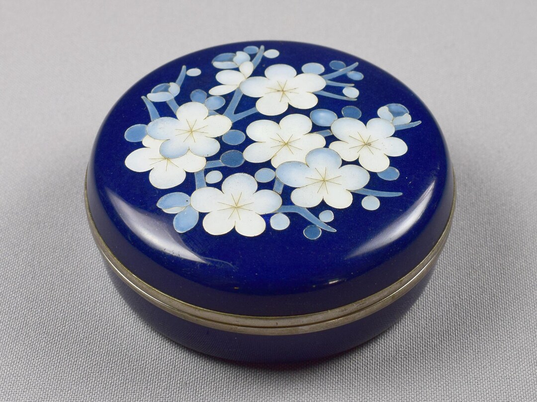 Super Lovely JAPANESE Cloisonné Box and Cover With Prunus Decoration ...
