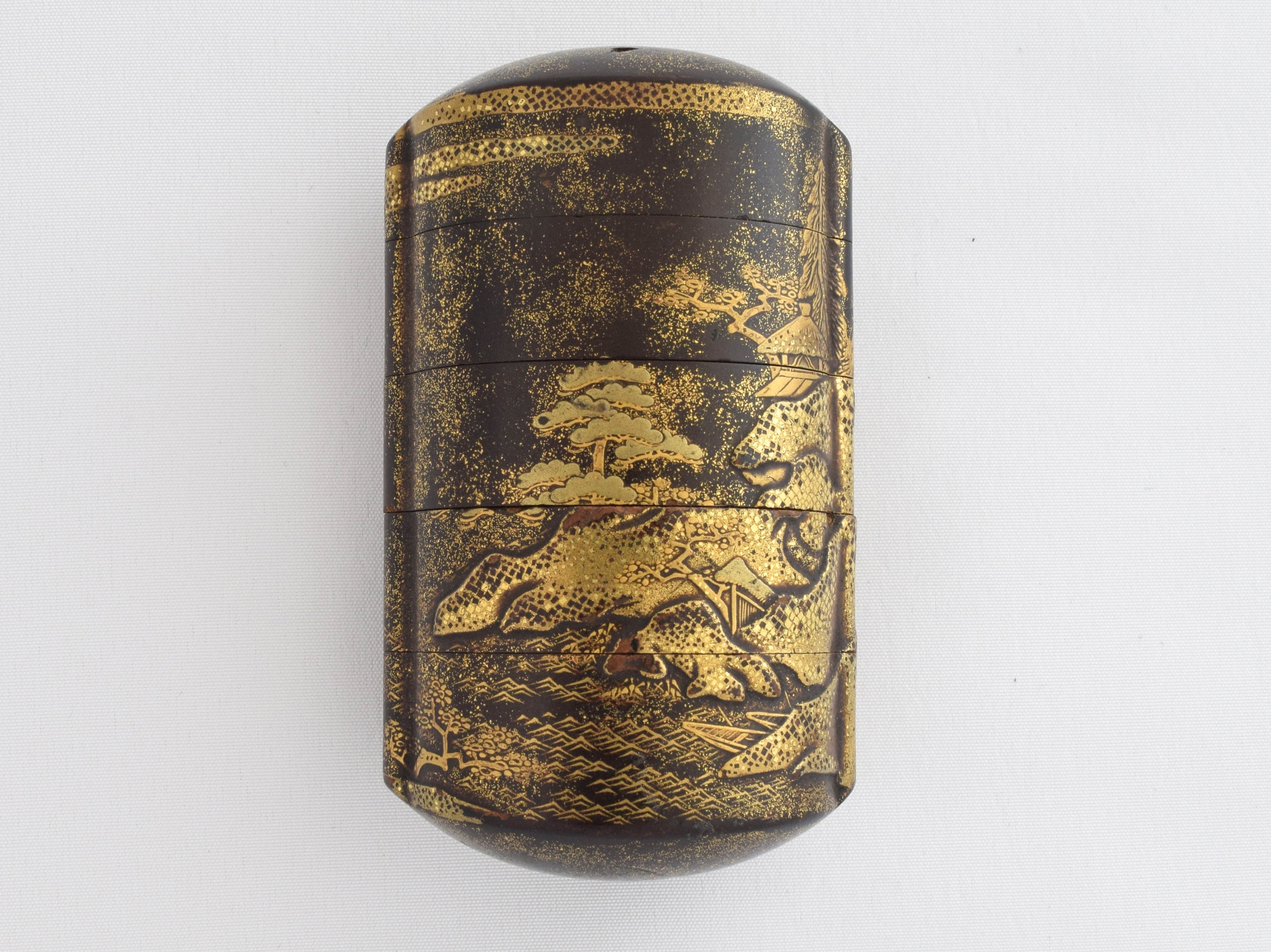 Old JAPANESE Four-case Inro - LACQUER Decorated With Landscape Scenes ...
