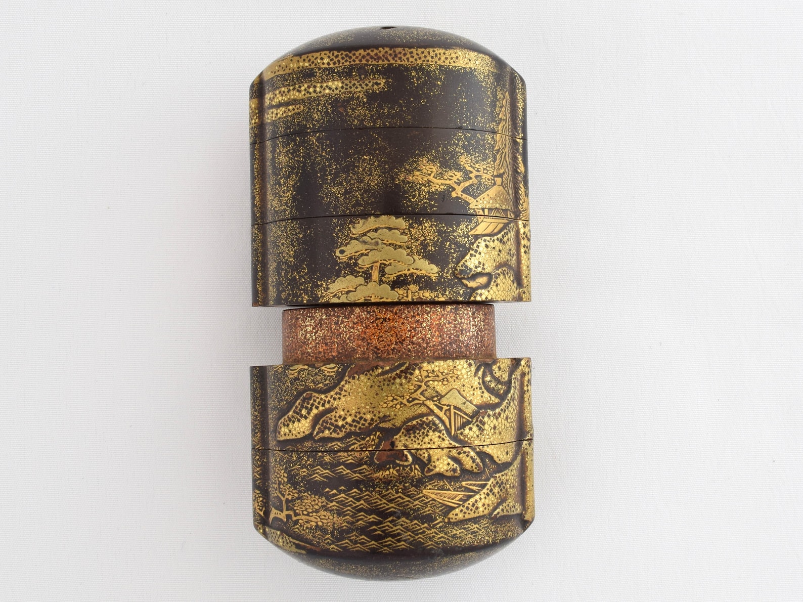 Old JAPANESE Four-case Inro - LACQUER Decorated With Landscape Scenes ...