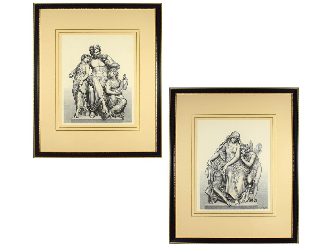 Pair of ANTIQUE German WOODBLOCK Prints - Evening and Night - After ...