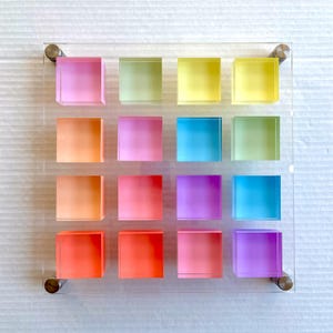 3D Cube Wall Art: Pastel Acrylic Blocks on Panel - Etsy