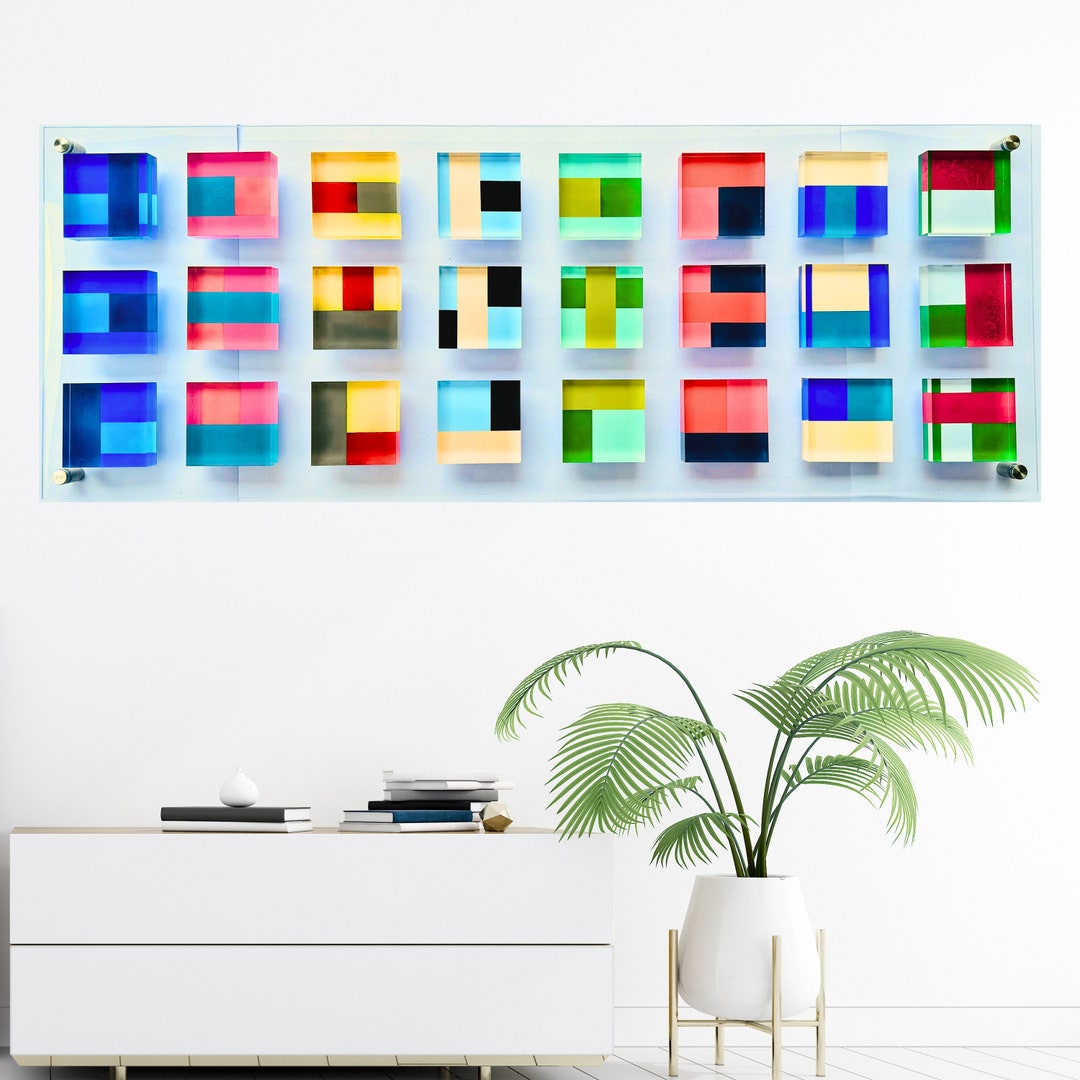 Airbrushed Acrylic Block Wall Art: 3D Plexiglass Cube Panel ...