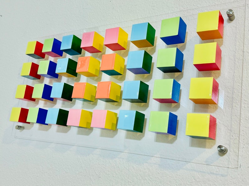 3D Cube Wall Art: Acrylic Panel Geometric Pop Art Decor - Etsy