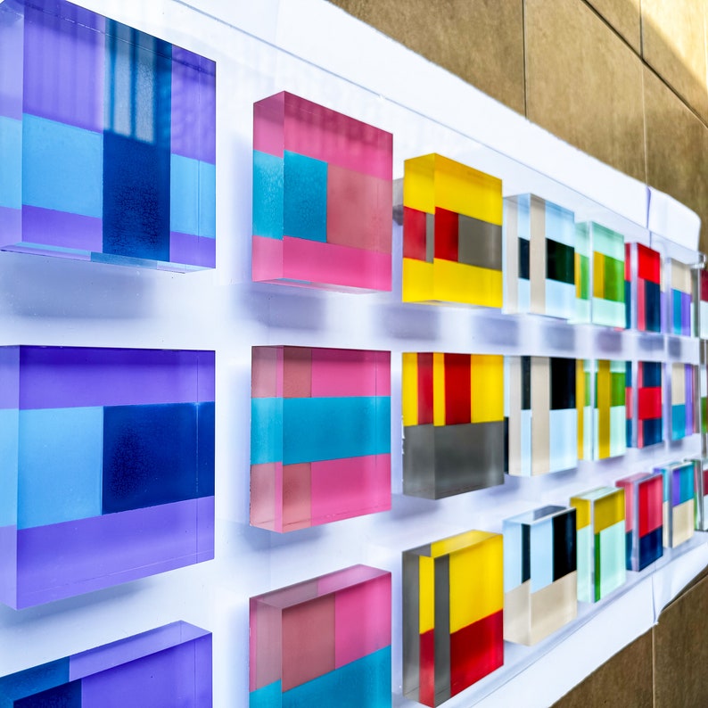 Airbrushed Acrylic Block Wall Art: 3D Plexiglass Cube Panel ...