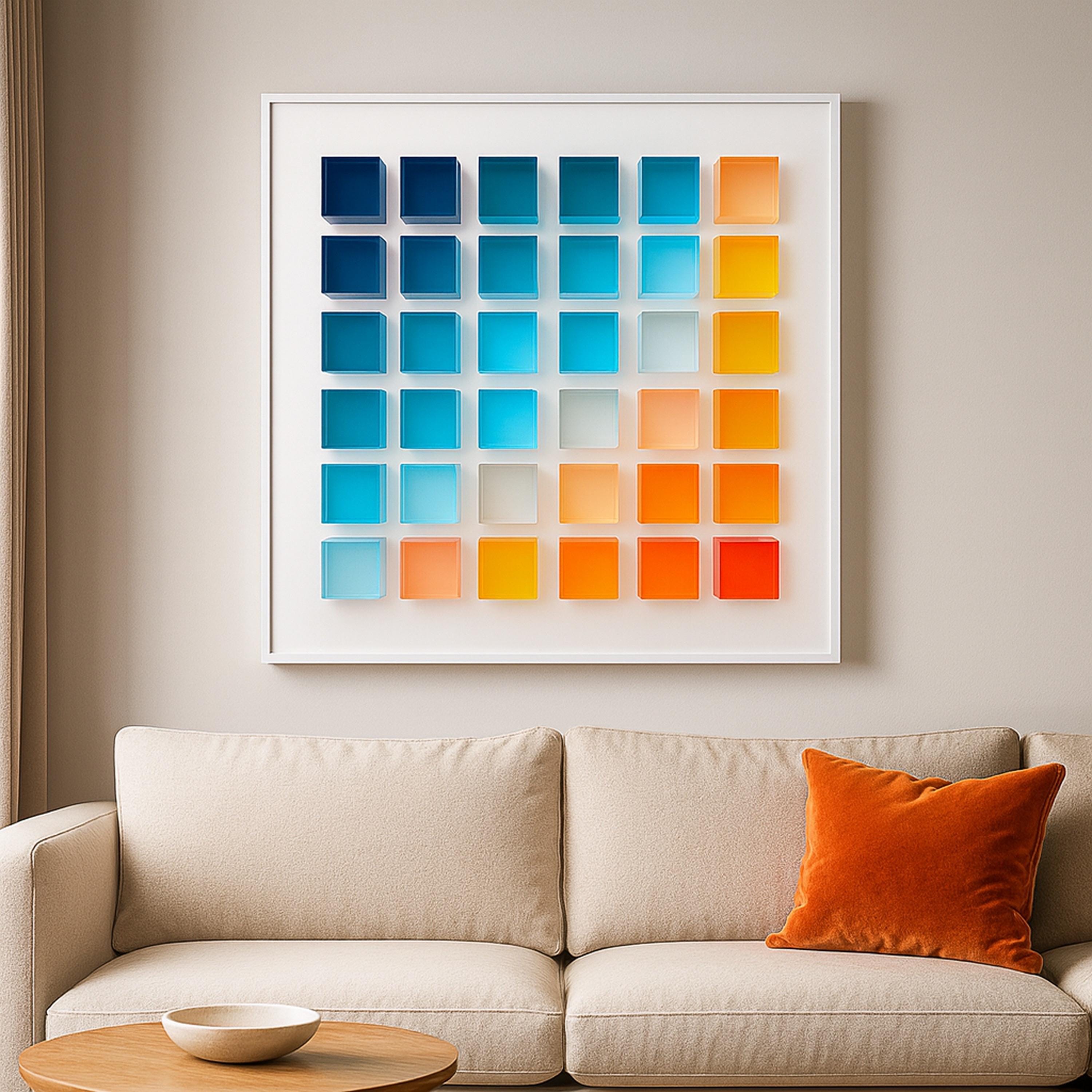 Geometric Acrylic Wall Sculpture – 3D Block Art, Custom Colors - Etsy