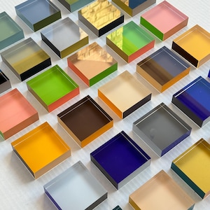 Large Acrylic Panel With Colorful Clear Blocks | Choose Size and Color ...