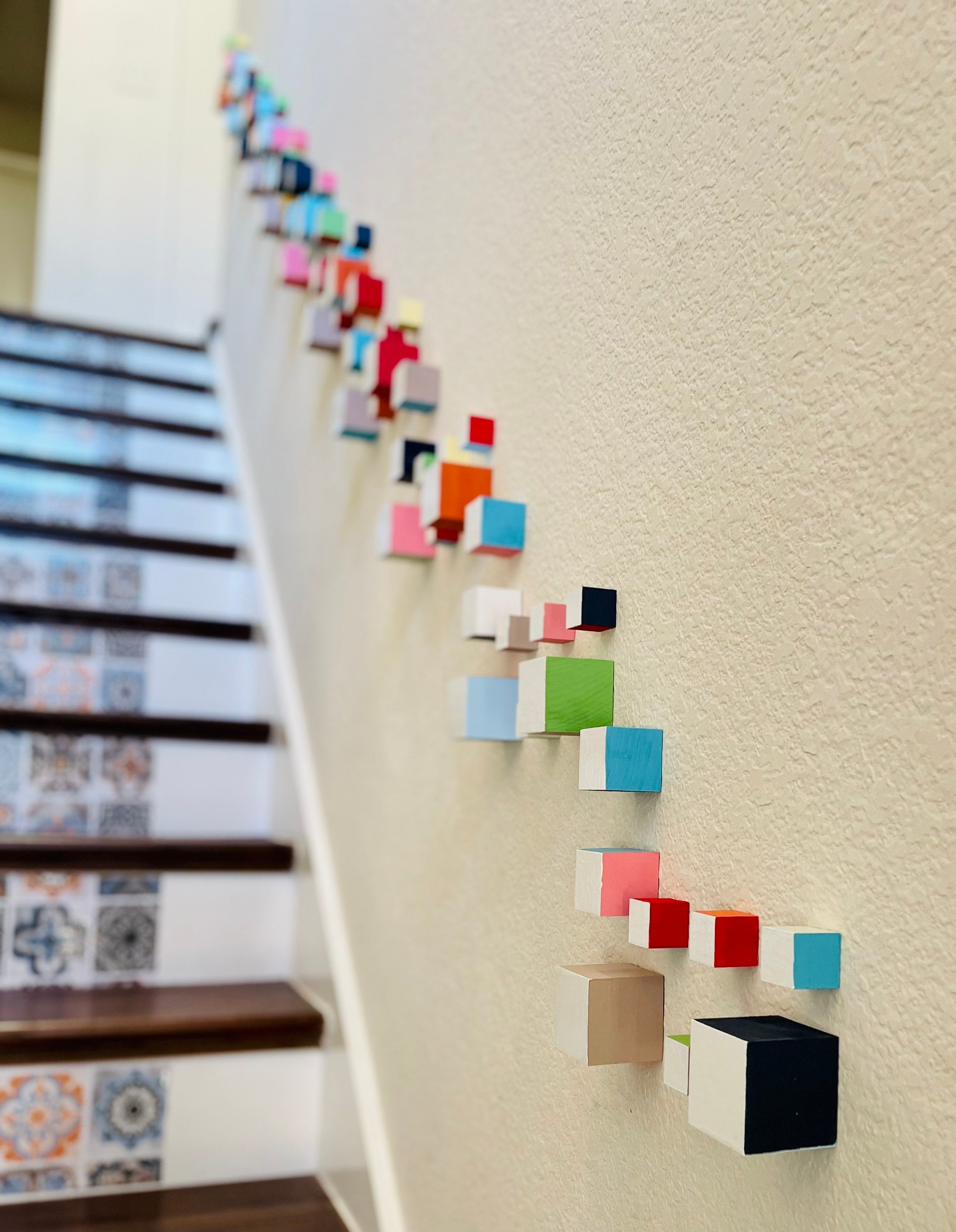 3d Wall Art.colored Blocks.painted Cube Art.wooden Wall Art.geometric ...