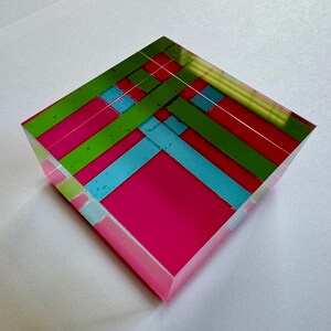 Packs of 30 Plexiglass Blocks With Plaid Pattern Vinyl Art on Acrylic ...
