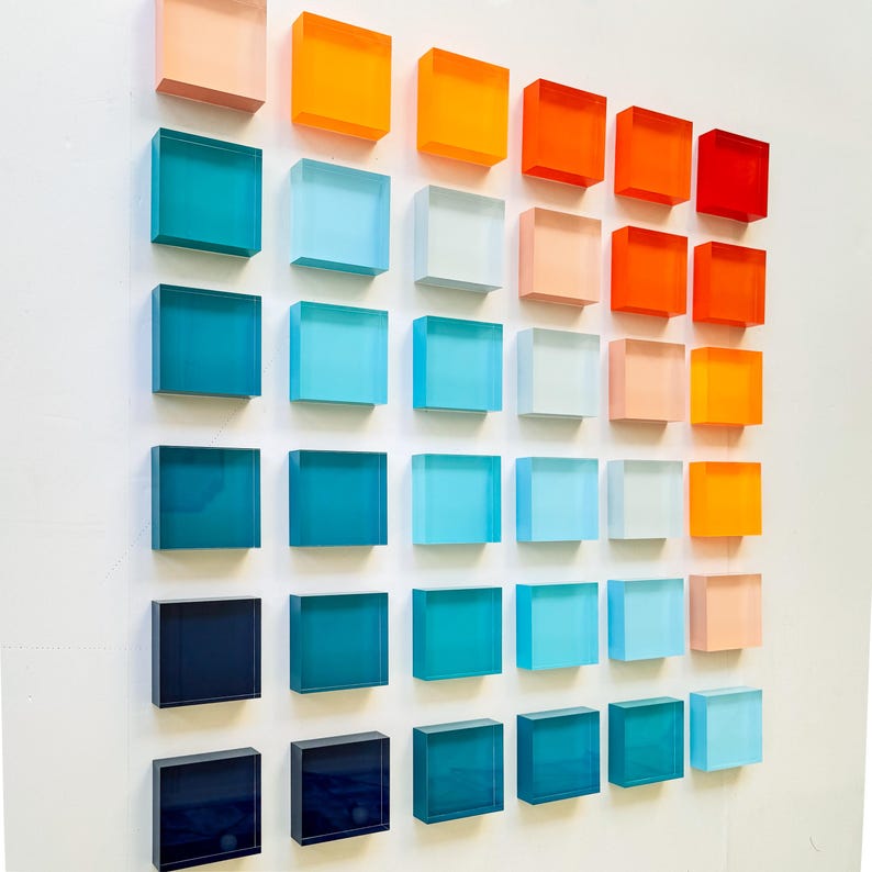 Geometric Acrylic Wall Sculpture – 3D Block Art, Custom Colors - Etsy