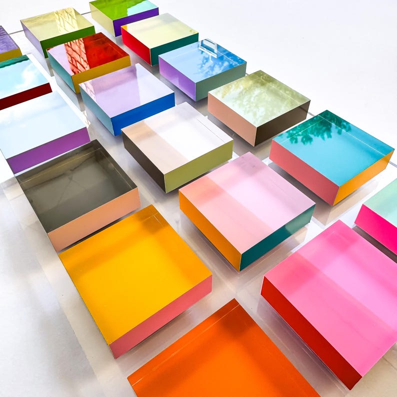 Translucent Acrylic Color Block Wall Art – 3D Geometric Panel - Etsy