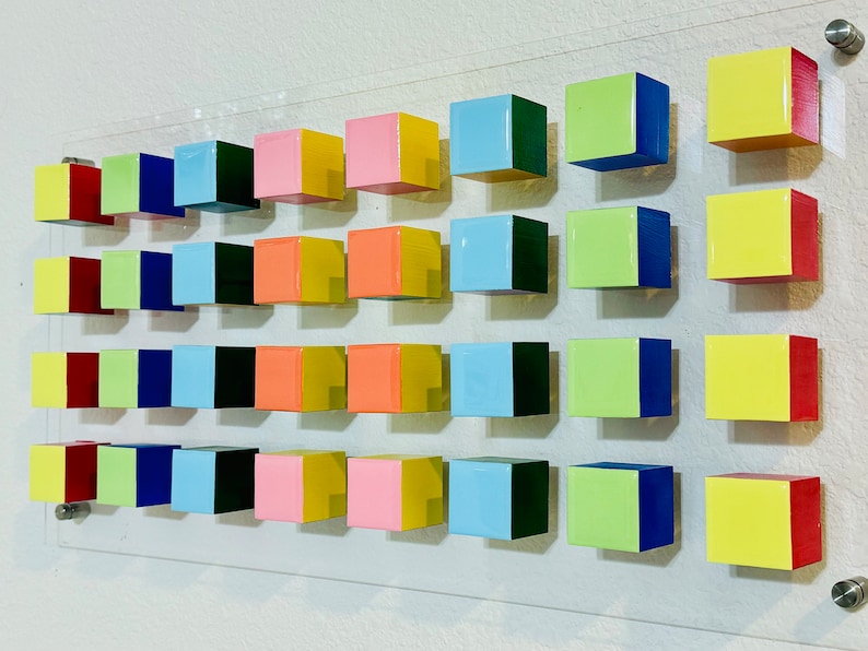 3D Cube Wall Art: Acrylic Panel Geometric Pop Art Decor - Etsy