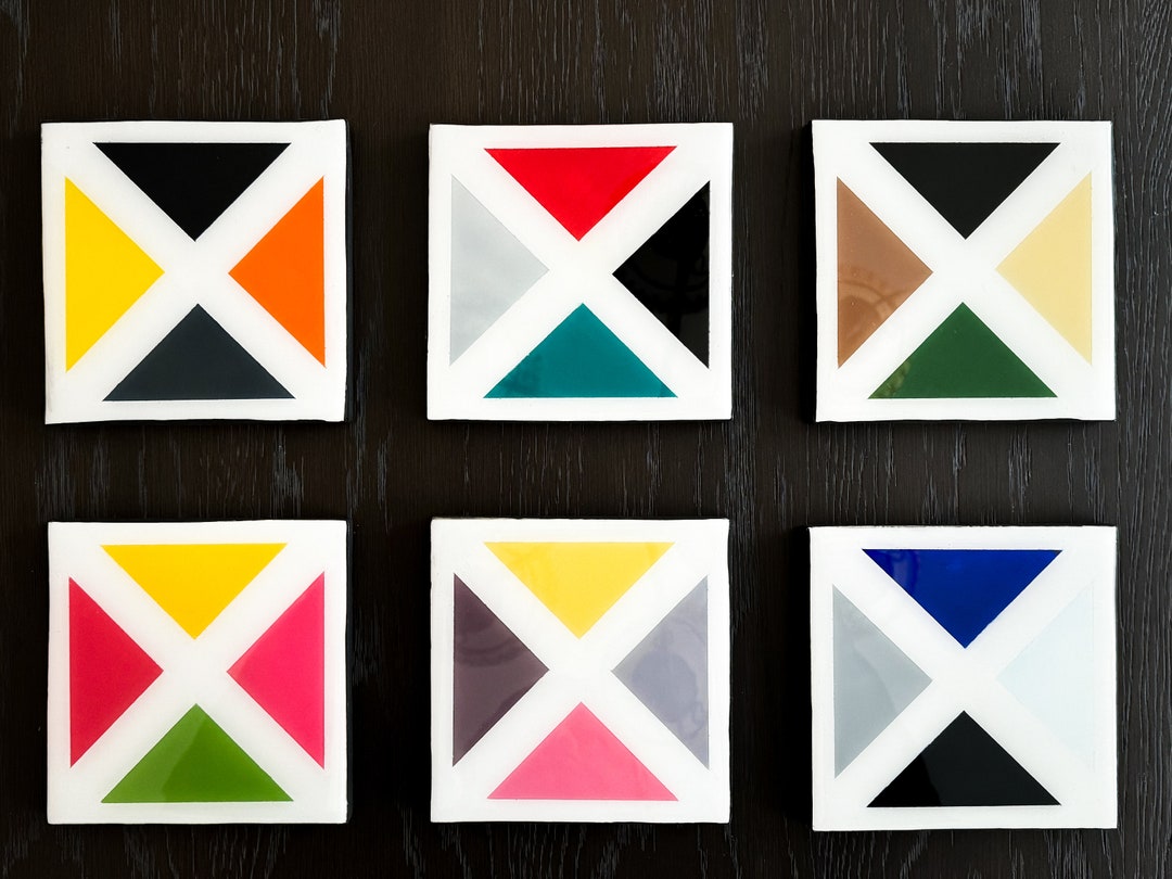 Pinwheel Wall Art: 3D Geometric Resin Decor, Set of 5"x5" Wooden Tiles ...