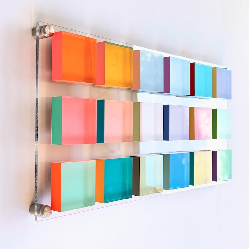 Translucent Acrylic Color Block Wall Art – 3D Geometric Panel - Etsy