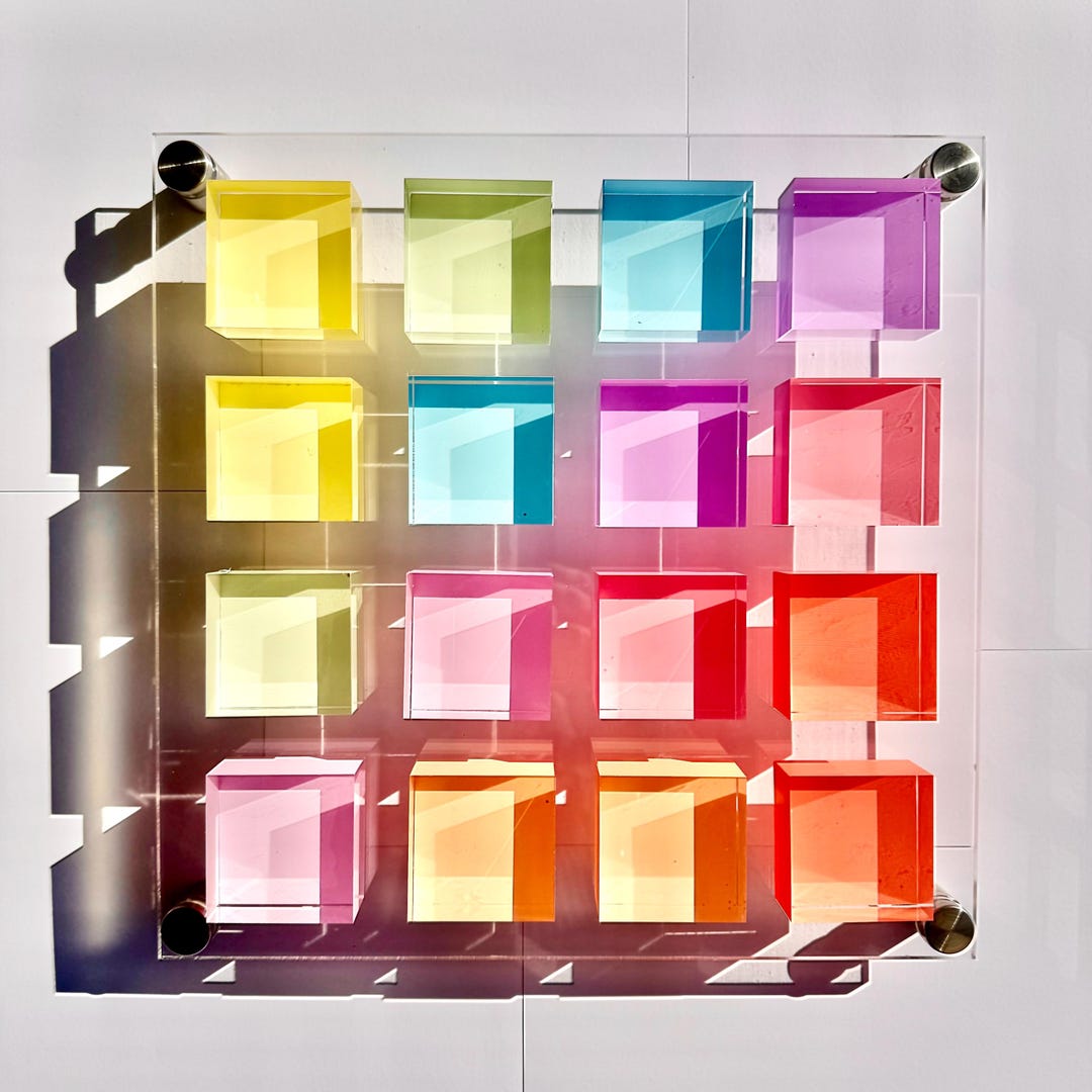 3D Cube Wall Art: Pastel Acrylic Blocks on Panel - Etsy