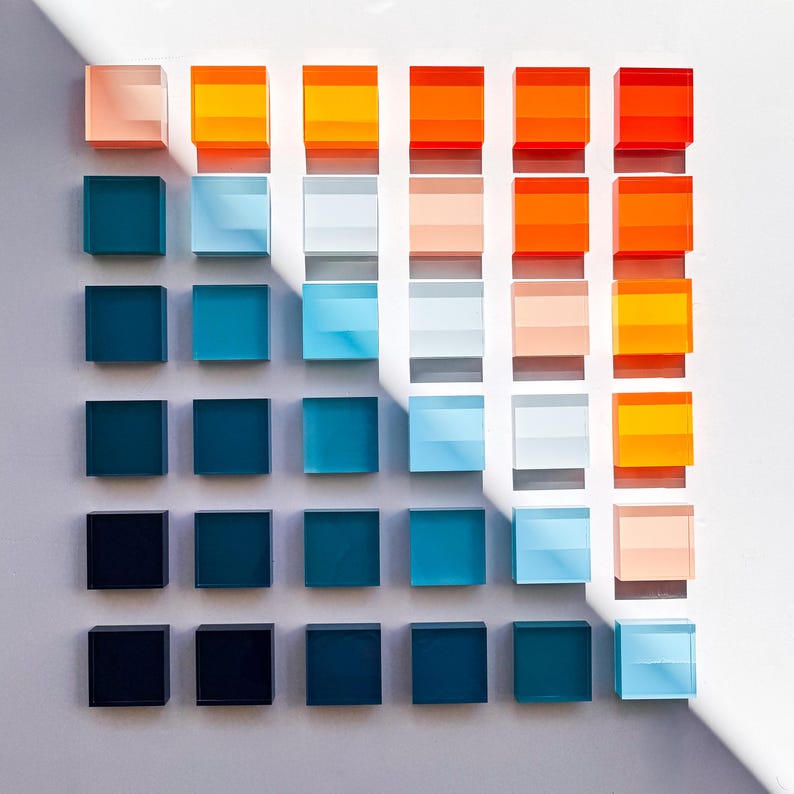 Geometric Acrylic Wall Sculpture – 3D Block Art, Custom Colors - Etsy