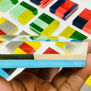Hand Painted Plexiglass Block Wall Decor: 3D Geometric Art (30-piece ...
