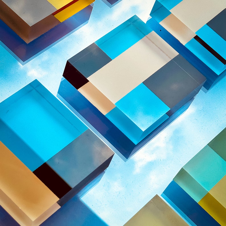Airbrushed Acrylic Block Wall Art: 3D Plexiglass Cube Panel ...
