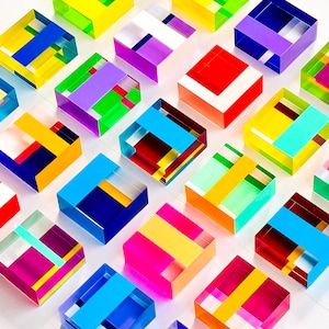 Packs of Hand Crafted Acrylic Blocks in Your Theme, Colored on 4 Sides ...