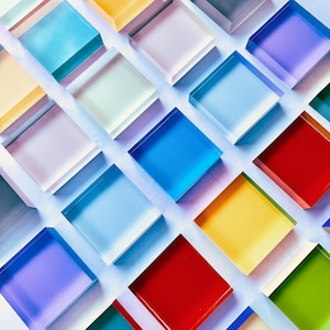Large Acrylic Panel With Colorful Clear Blocks | Choose Size and Color ...