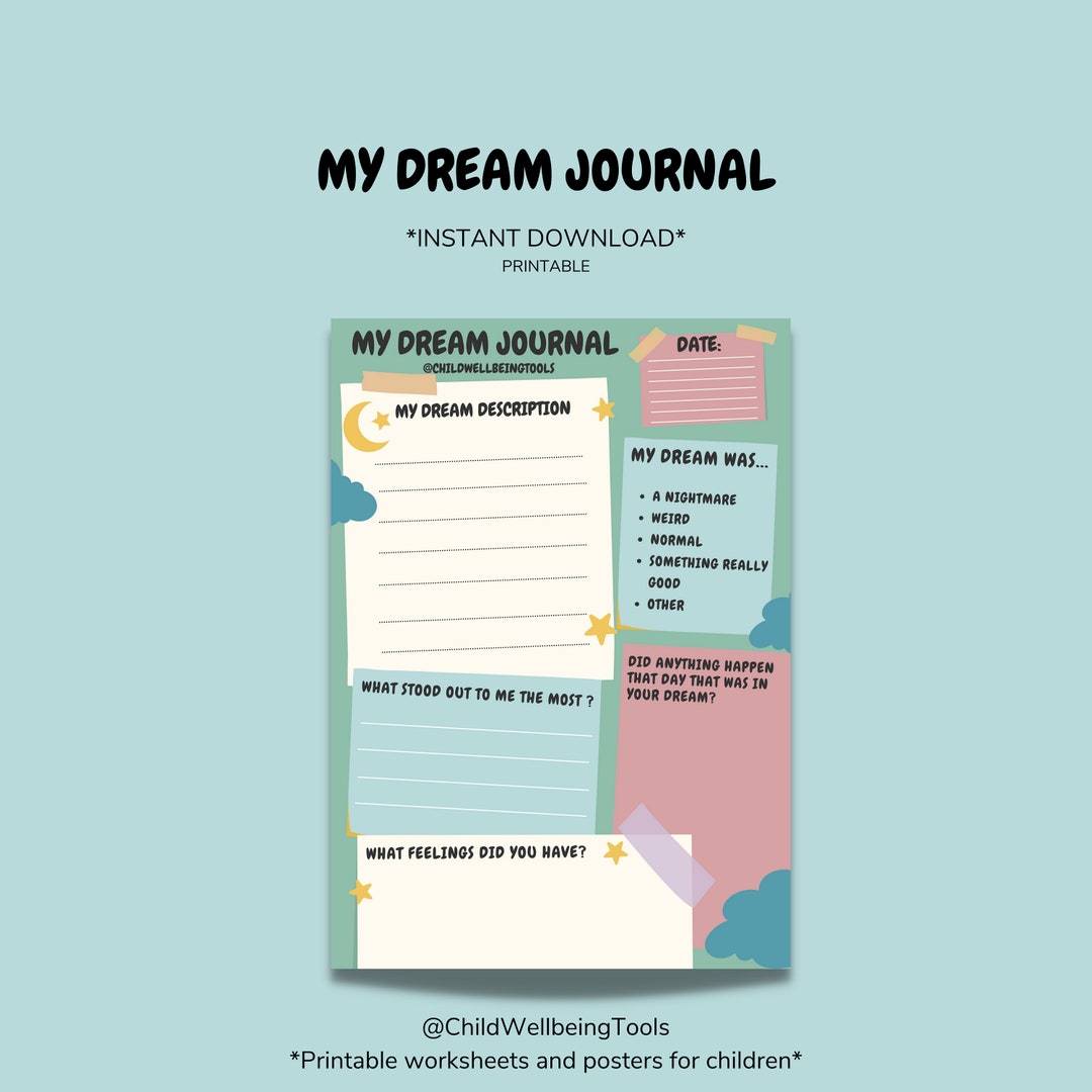 My Dream Journal Printable Worksheet Children Kids Insert - Etsy