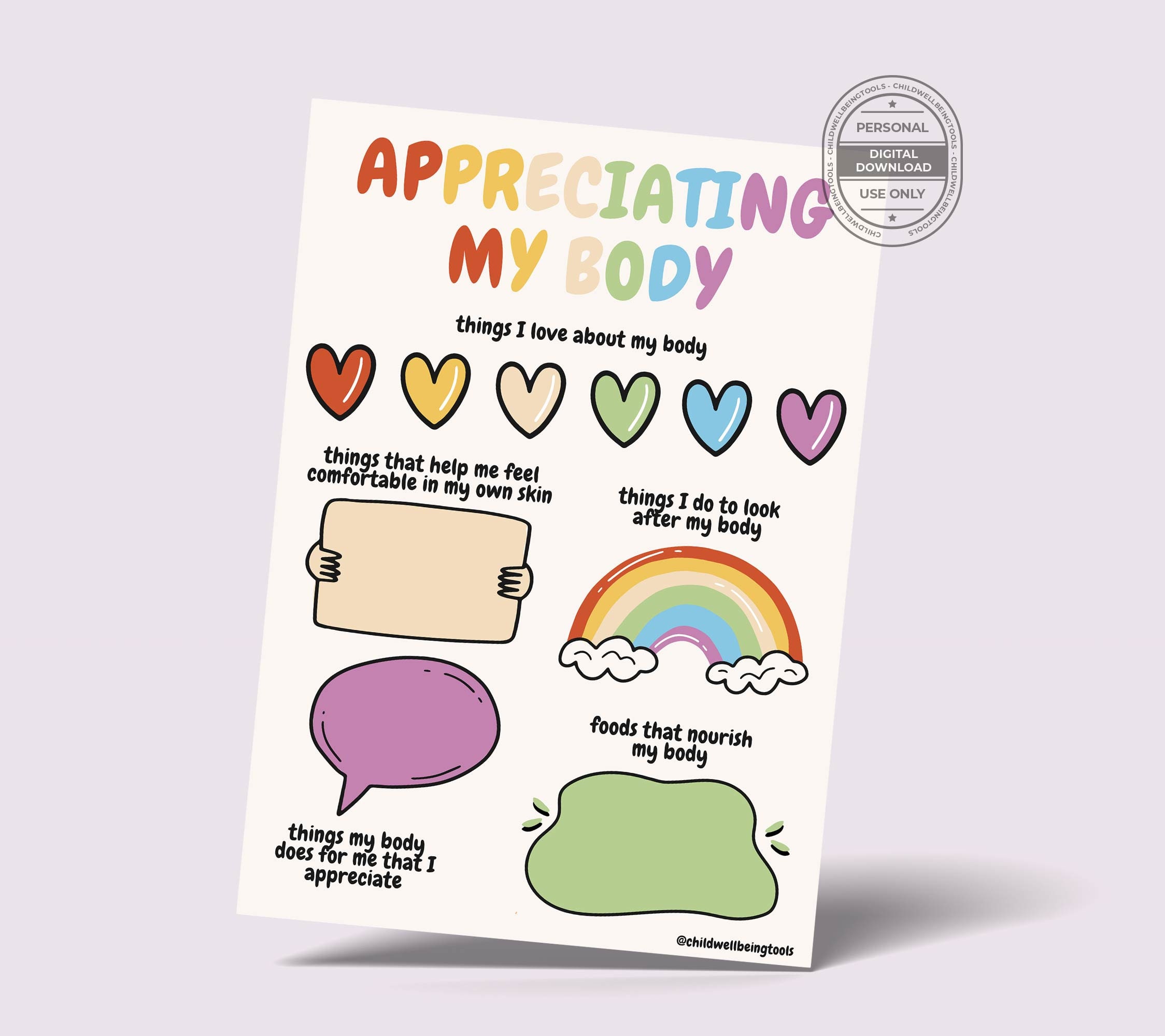 Body Positivity Worksheet for Kids, Planner Insert (digital Download ...