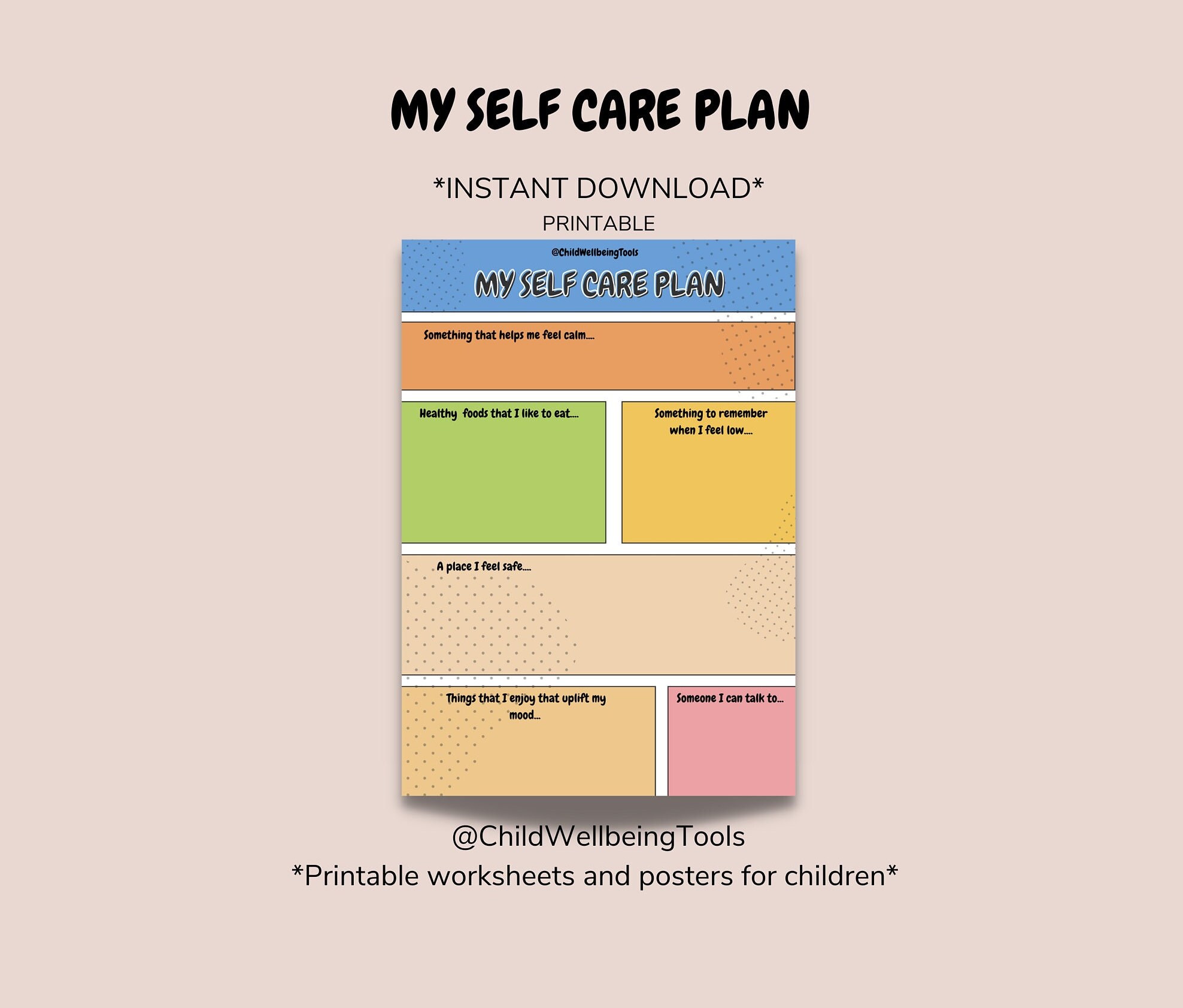 Self Care Plan DIGITAL Printable Journal Tool, Self Care Plan ...