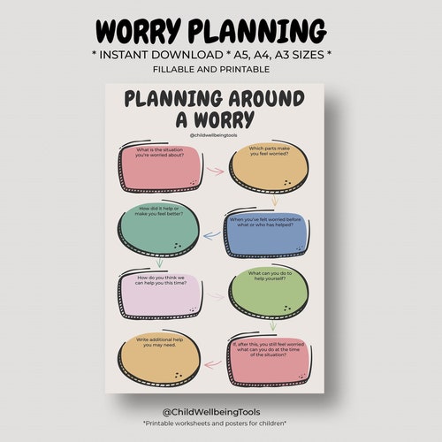WORRY PLANNING Printable Worksheet for Kids Stress Management - Etsy
