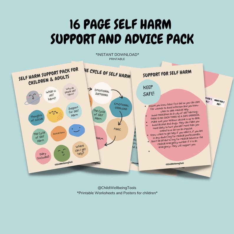 SELF HARM Support Advice Help Pack DIGITAL Bundle Self Harm Parent ...
