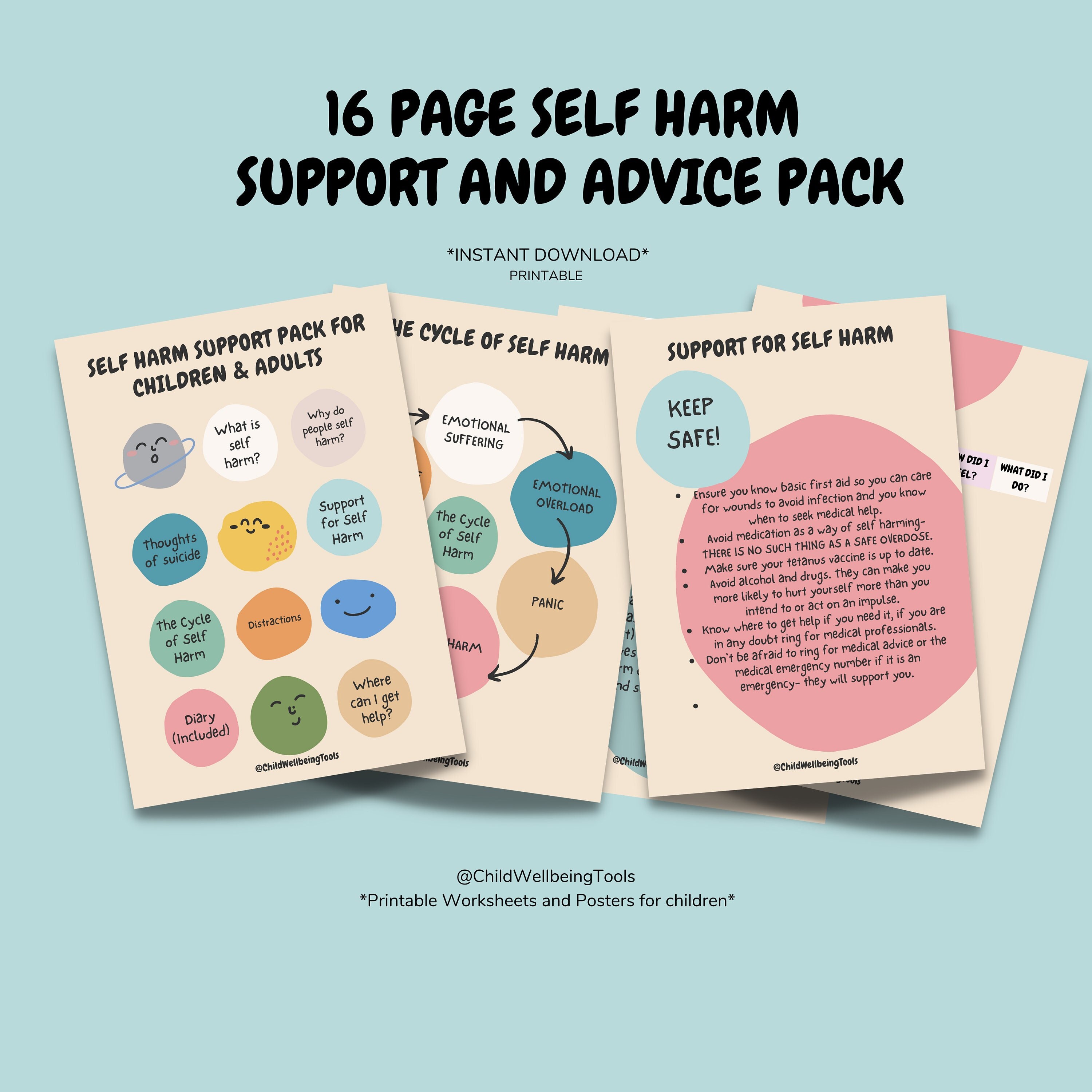 Self Harm Support Pack: Advice, Diary, Techniques (digital Download) - Etsy