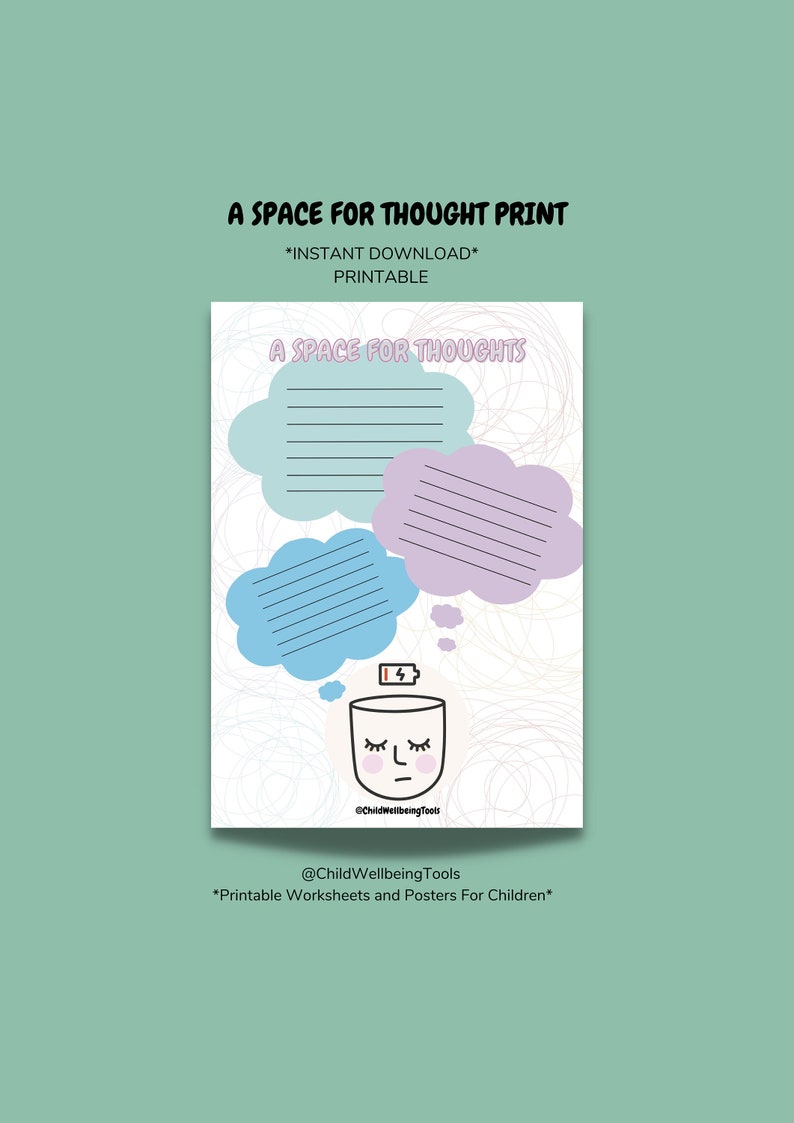 THOUGHT JOURNAL Notes Printable Worksheet Children Kids Template ...