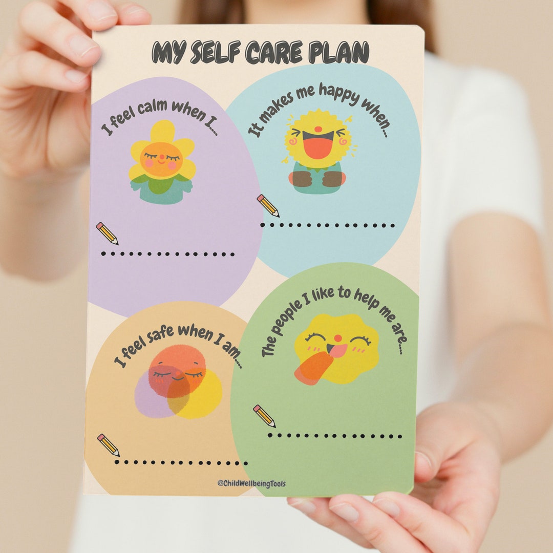 Kids Childrens Self Care Plan DIGITAL Printable Journal Tool, Self Care ...