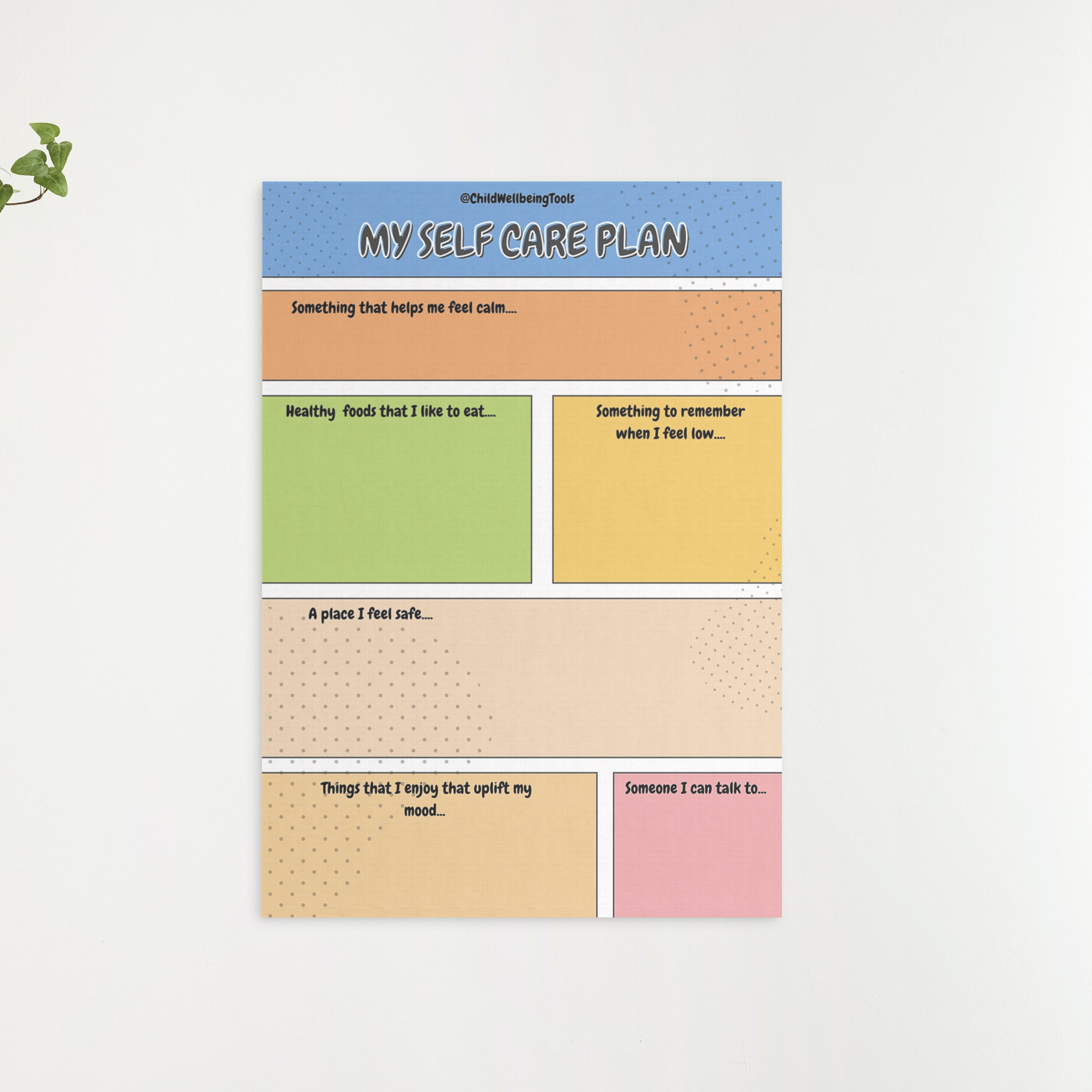 Self Care Plan DIGITAL Printable Journal Tool, Self Care Plan Counselling Therapy SUPPORT PLAN ...