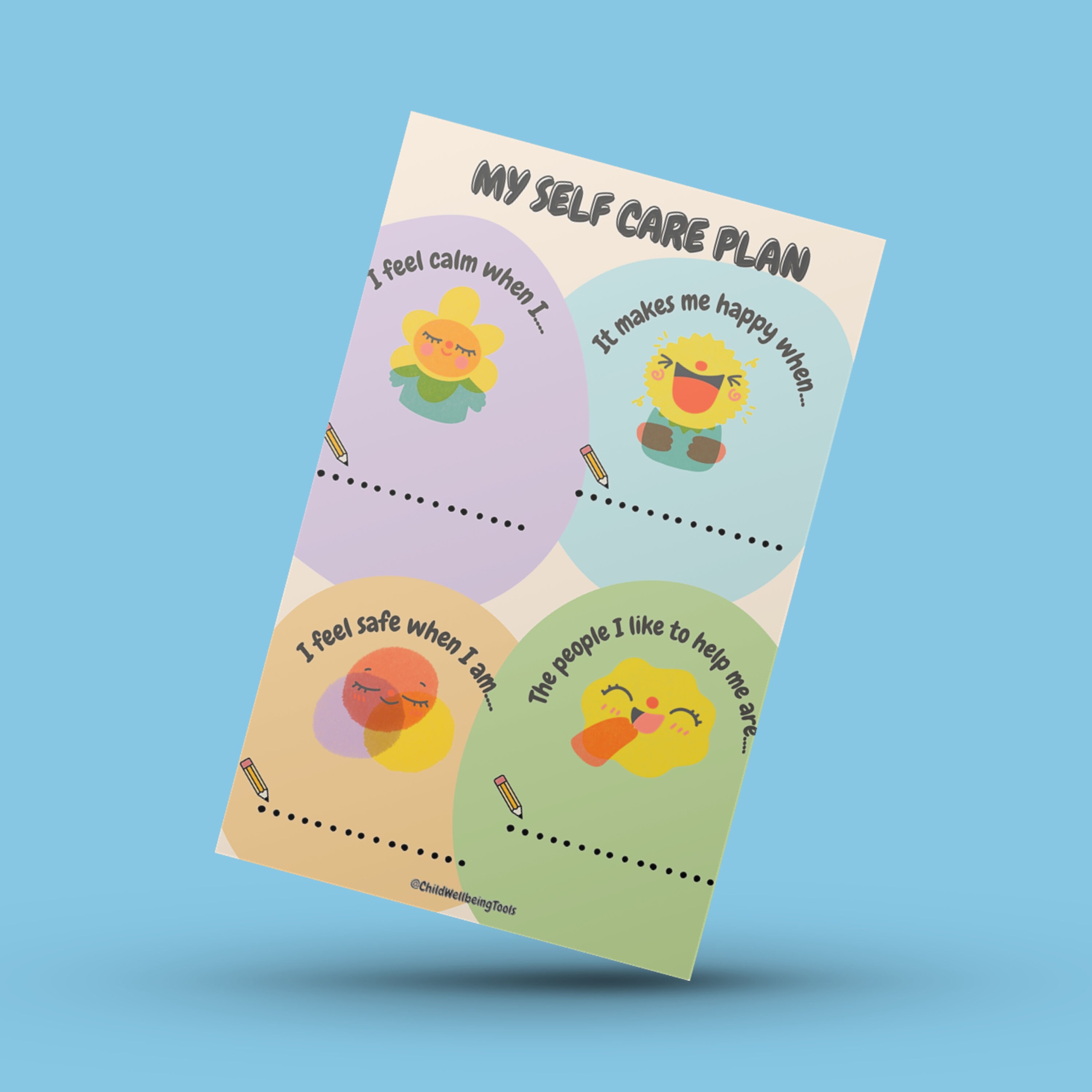 Kids Childrens Self Care Plan DIGITAL Printable Journal Tool, Self Care ...
