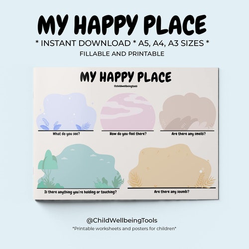 MY HAPPY PLACE Printable Worksheet Kids Positivity Journal - Etsy