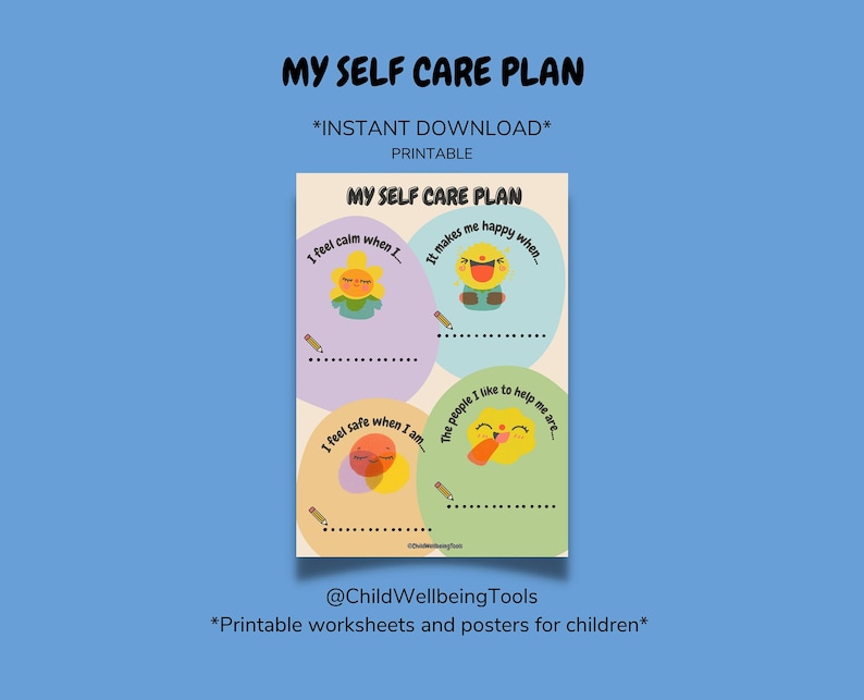 Kids Childrens Self Care Plan DIGITAL Printable Journal Tool - Etsy