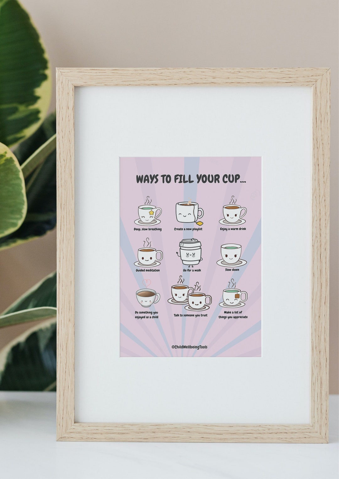 Ways to Fill Your Cup Wellbeing DIGITAL Print Mental Health Poster Art ...
