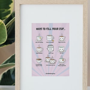 Ways to Fill Your Cup Wellbeing DIGITAL Print Mental Health Poster Art ...