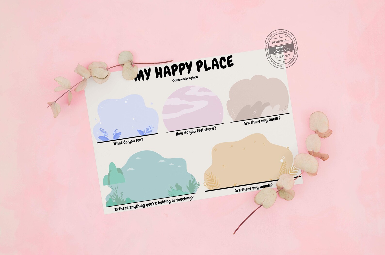 MY HAPPY PLACE Printable Worksheet Kids Positivity Journal Insert ...