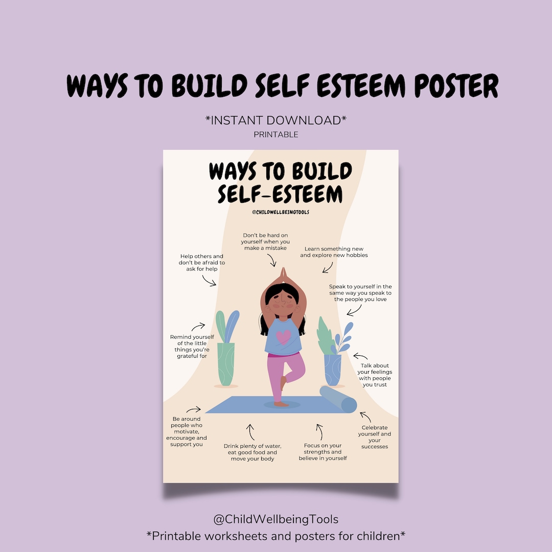 SELF ESTEEM Printable Poster Journal Insert Template Children Social ...