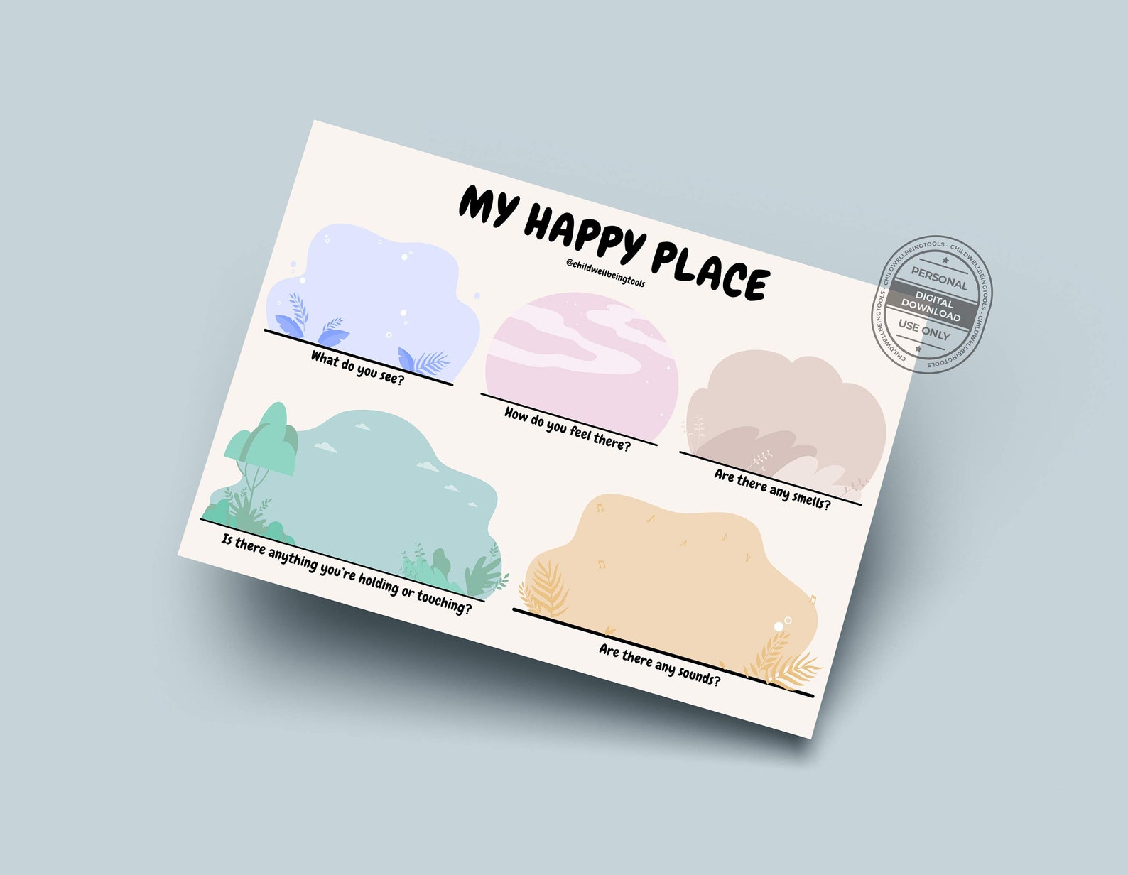 MY HAPPY PLACE Printable Worksheet Kids Positivity Journal Insert ...