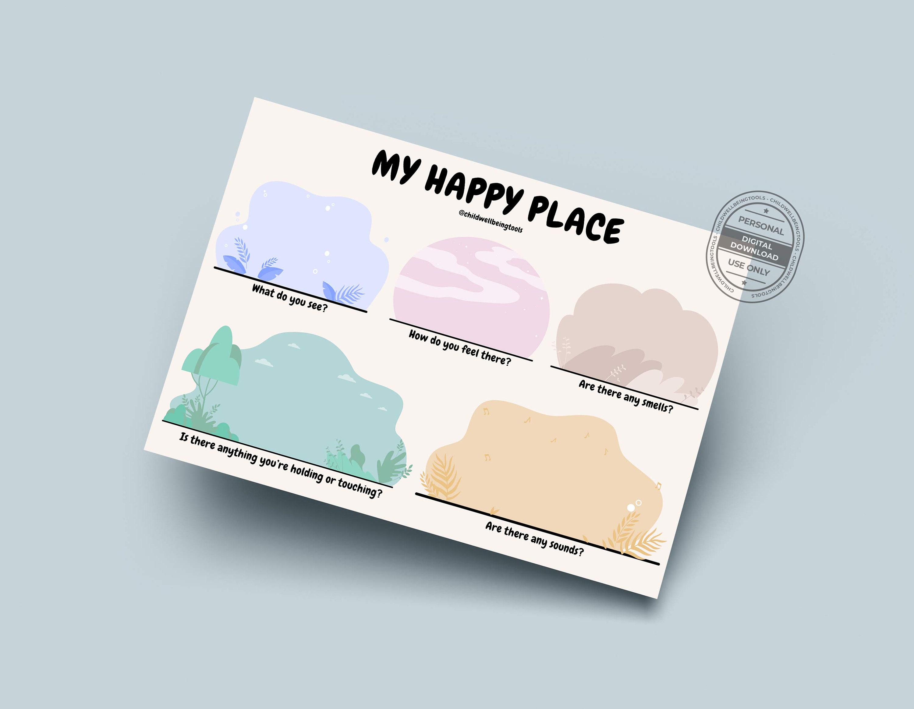 MY HAPPY PLACE Printable Worksheet Kids Positivity Journal Insert ...
