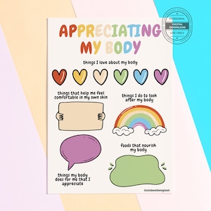 Body Positive Printable Worksheet Kids Planner Journal Insert Template ...