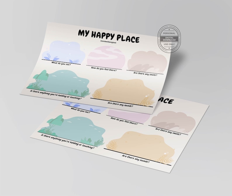 MY HAPPY PLACE Printable Worksheet Kids Positivity Journal Insert ...